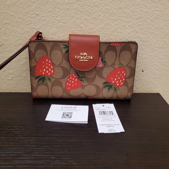 Coach | Bags | Coach Tech Wallet In Signature Canvas With Wild ...